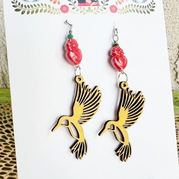 Corazón Colibrí Earrings – CraftyChica
