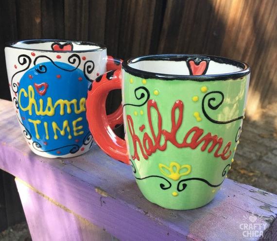 Chisme Time Handpainted Mug – CraftyChica