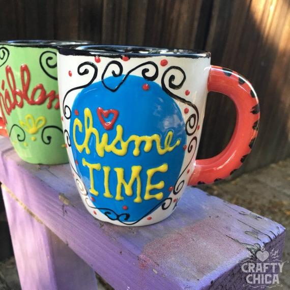 Chisme Time Handpainted Mug – CraftyChica